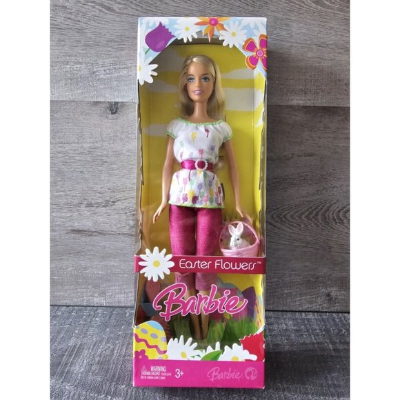 Mattel | Toys | Vtg 207 Barbie Easter Flowers Tulips Bunny Pink Basket ...